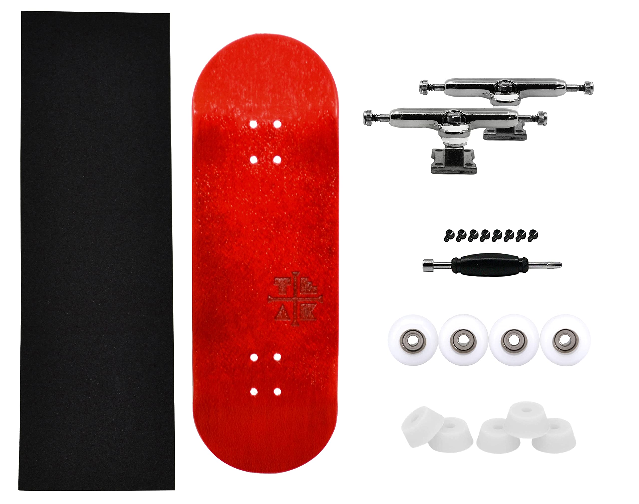 Teak Tuning Prolific Complete 32mm Fingerboard with Prodigy Trucks - Pre-Assembled - The Crimson Classic Edition - Upgraded Components, Pro Board Shape and Size, Bearing Wheels, and Locknuts