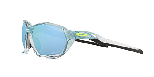Oakley Men's OO9019 Plazma Rectangular Sunglasses, Blue Ice/Prizm Deep Water Polarized, 59 mm