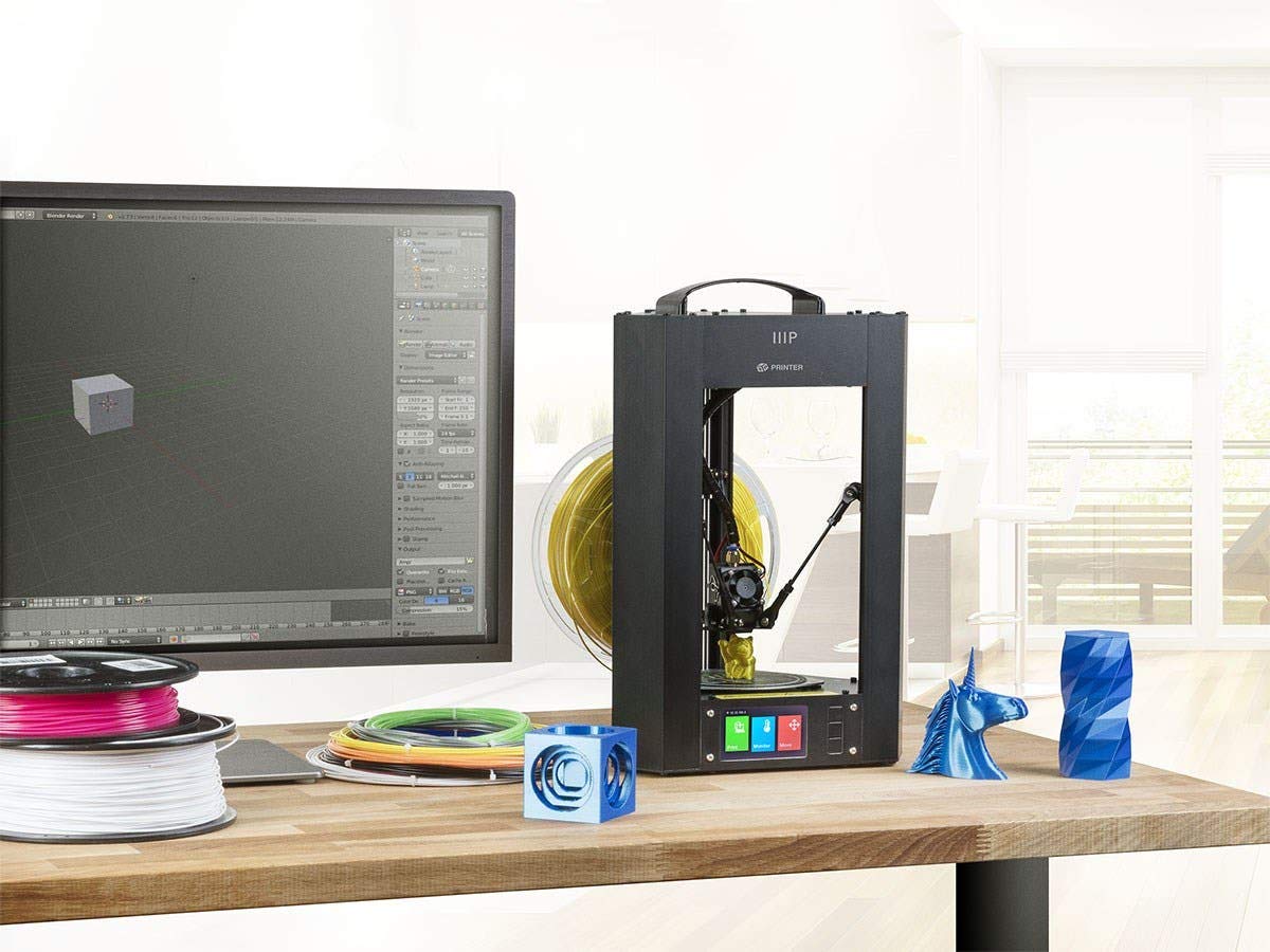 Monoprice Mini Delta v2 3D Printer (110 x 120mm) Heated Build Plate, PoloPrint Pro Wi-Fi, Auto Resume, Advanced Gcode Auto Leveling, Open Source, Works with PLA & ABS