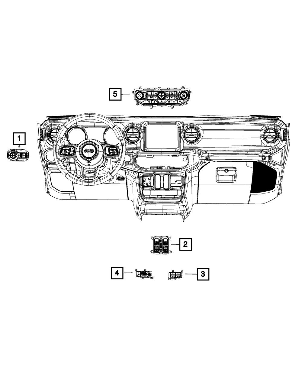 Mopar 82215190AD Auxiliary Switch Bank Kit Jeep Wrangler Black