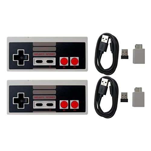 Wireless Game Controller for NES/SNES Classic Mini Edition, 2.4G Wireless Rechargeable Gamepad One Charge Lasts 100 Hours 2 Packs