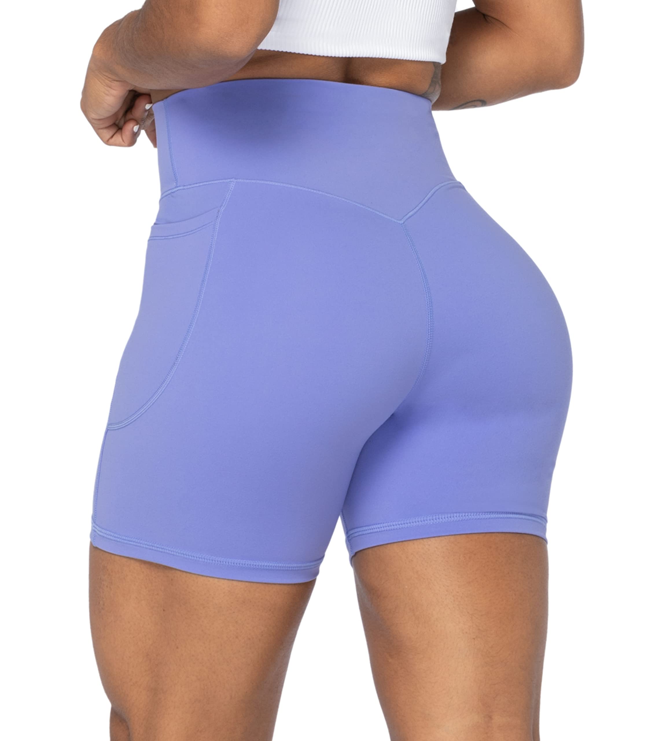 Sunzel Biker Shorts for Women with Pockets, High Waisted Yoga Athletic Gym Workout Compression Long Shorts
