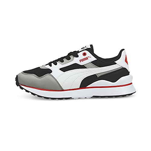 PUMA unisex child R78 Sneaker, Puma Black-puma White-limestone, 6 Big Kid US