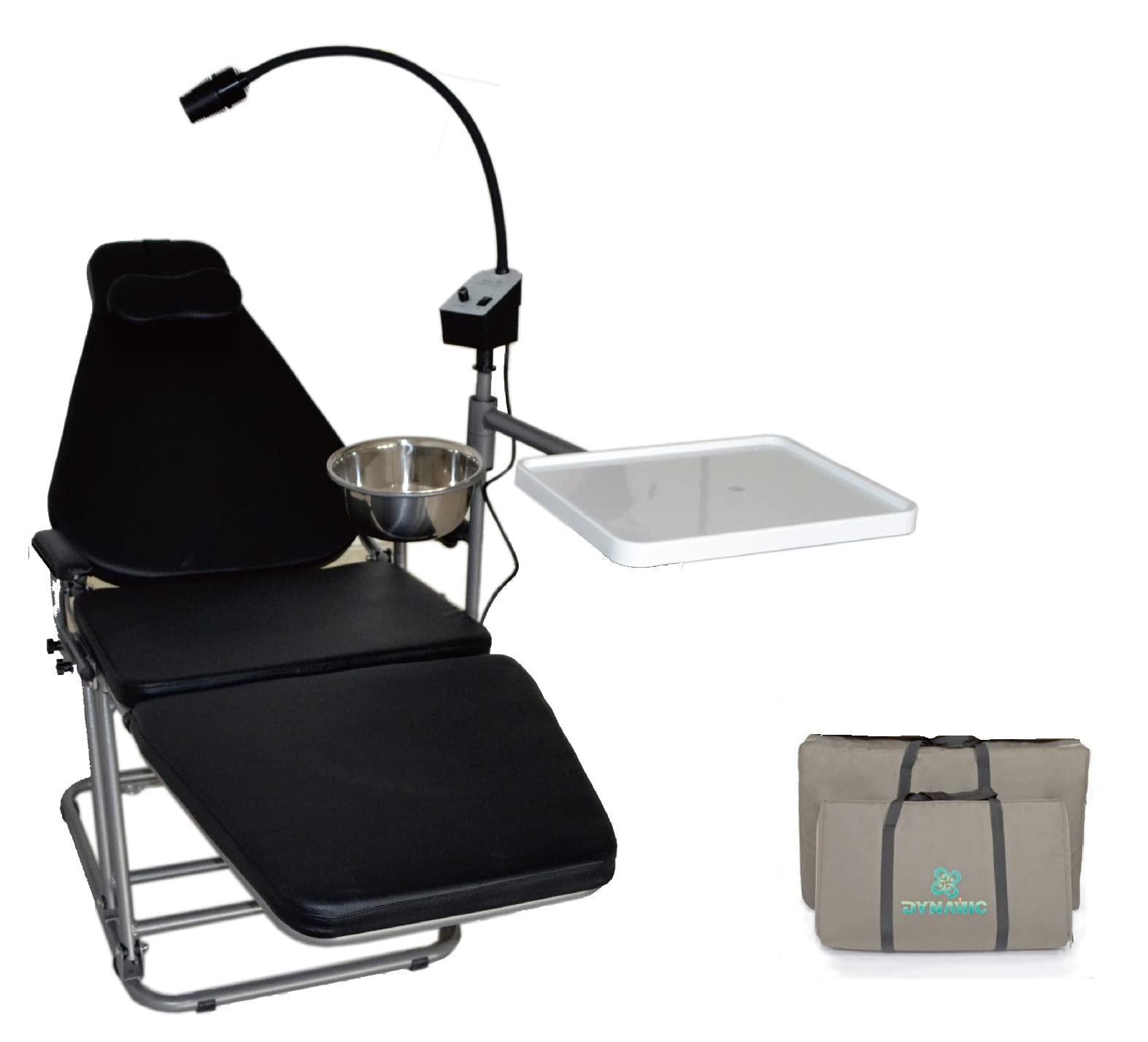 XUX Portable Foldable Chair with LED Exam Light & Tray + Doctor's Stool Nylon Bag