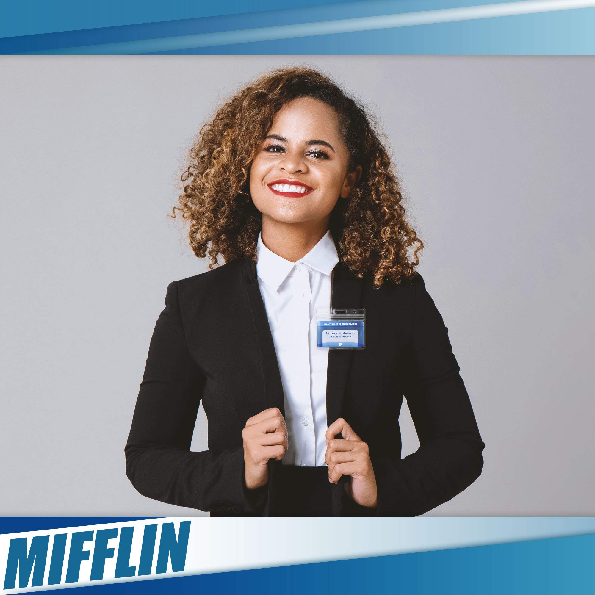 Mifflin-USA Name Tag Magnets (100 Magnets, 1.75 x 0.5 inches), Name Tag Magnet Backs w/ 3 Extra-Strong Neodymium Magnets for ID Badge Holders