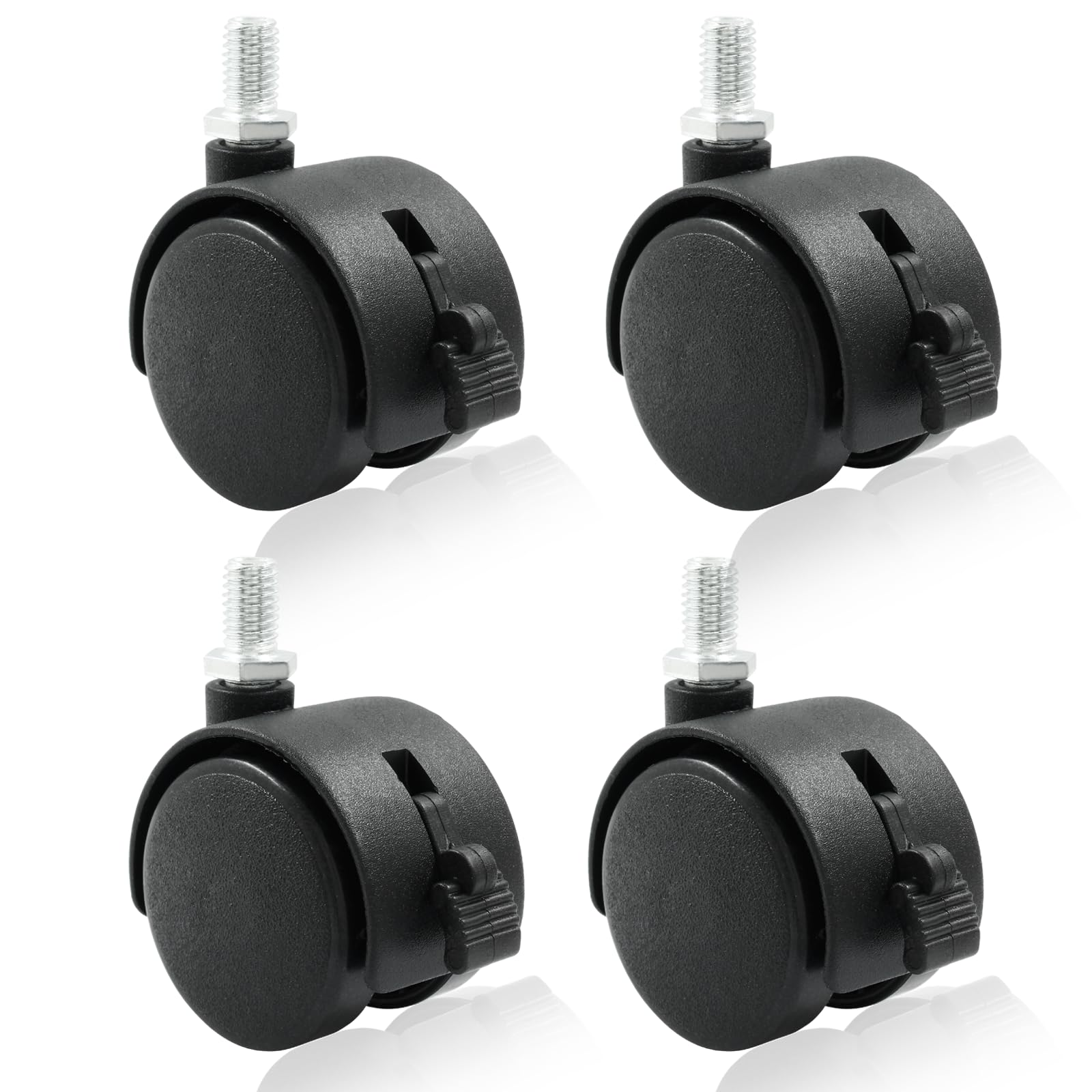Moicstiy 4 Pack 1.5 Inch Caster Wheel Replacement, M8 Office Chair Caster Wheel, Universal Standard Size Furniture Wheel with Locking Braking Threaded Screw for Computer Gaming Chair Sofa