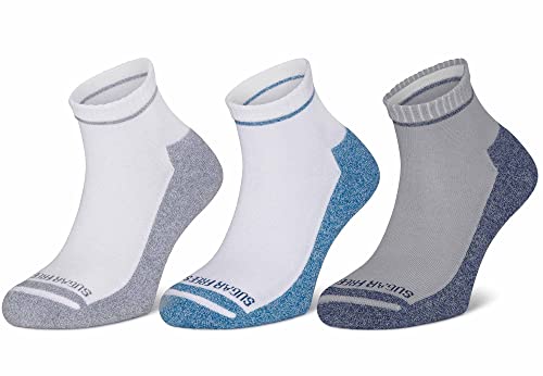 Sugar Free Sox Active-Fit 3 Pack Cushioned Ankle Mens Non-binding Comfort Socks (L, Assorted)
