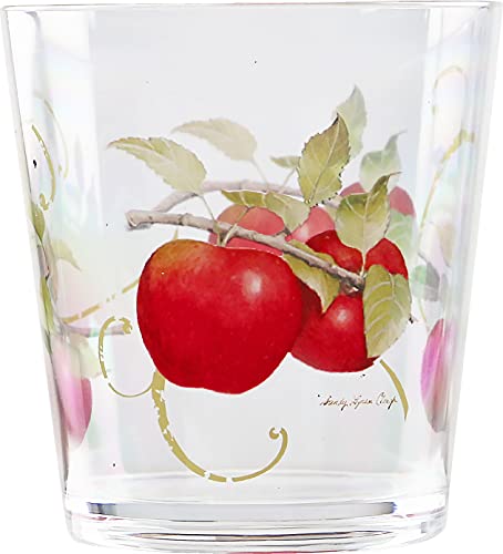 Reston Lloyd Drinkware Harvest Apple Collection by Sandy Clough Acrylic Stemless Wine Glasses, 16-Ounce, Set of 4, 16 oz, Clear