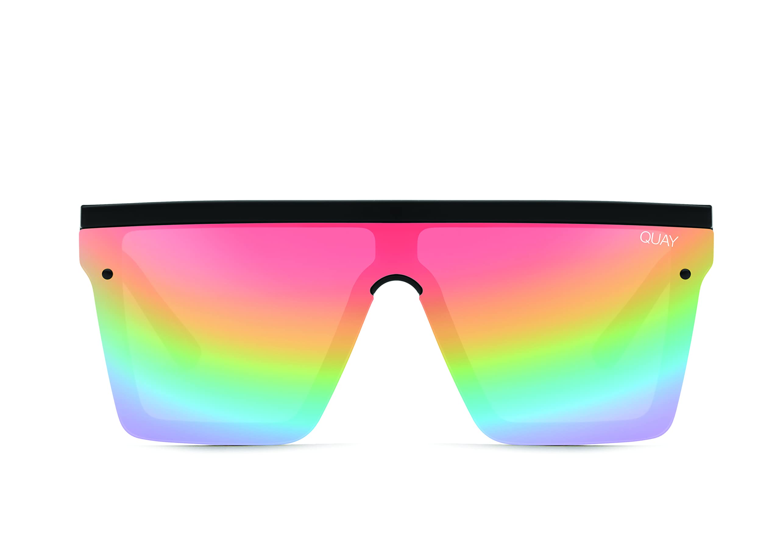 Quay Women's Hindsight Sunglasses, Matte Black/Rainbow Mirror