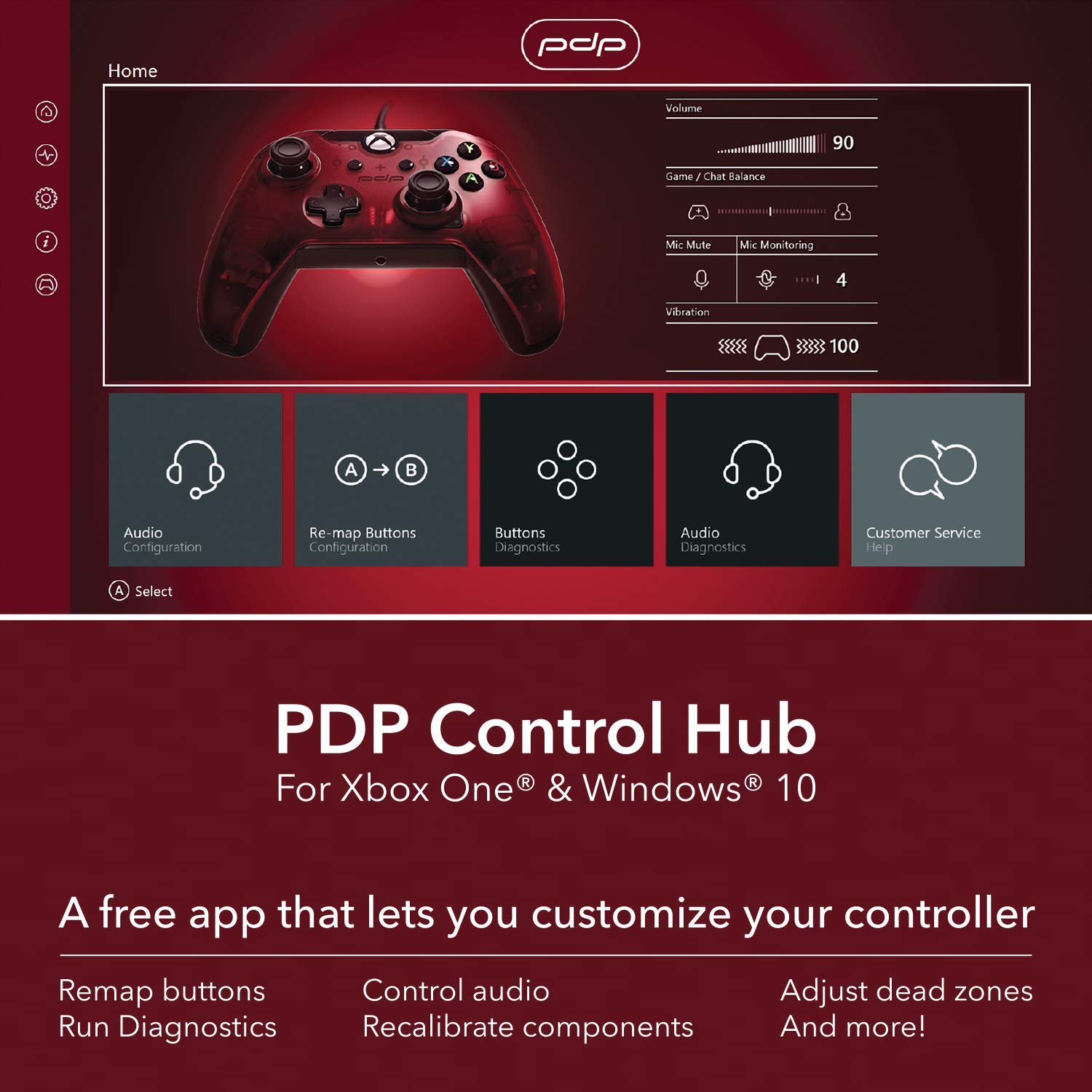 PDP Deluxe Wired Controller for Xbox One - Red - Xbox One