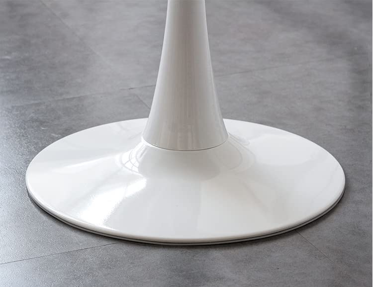 MIINO Round Modern Style Solid Wood Dining Table Dining Furniture with Tulip Base, Small Table for Office Small Coffee Table for 2, White, 23.6" W