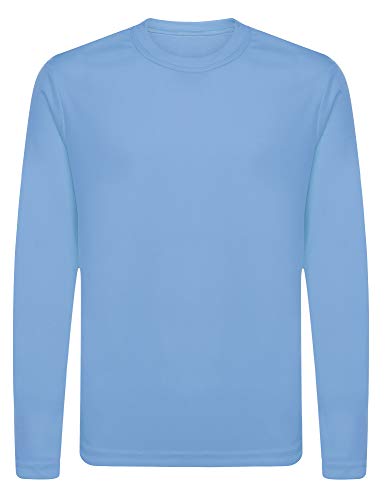 Opna Youth Athletic Performance UPF 50+ UV Protection Long Sleeve Shirts for Boy's or Girl's – Moisture Wicking Rash Guard Carolina Blue
