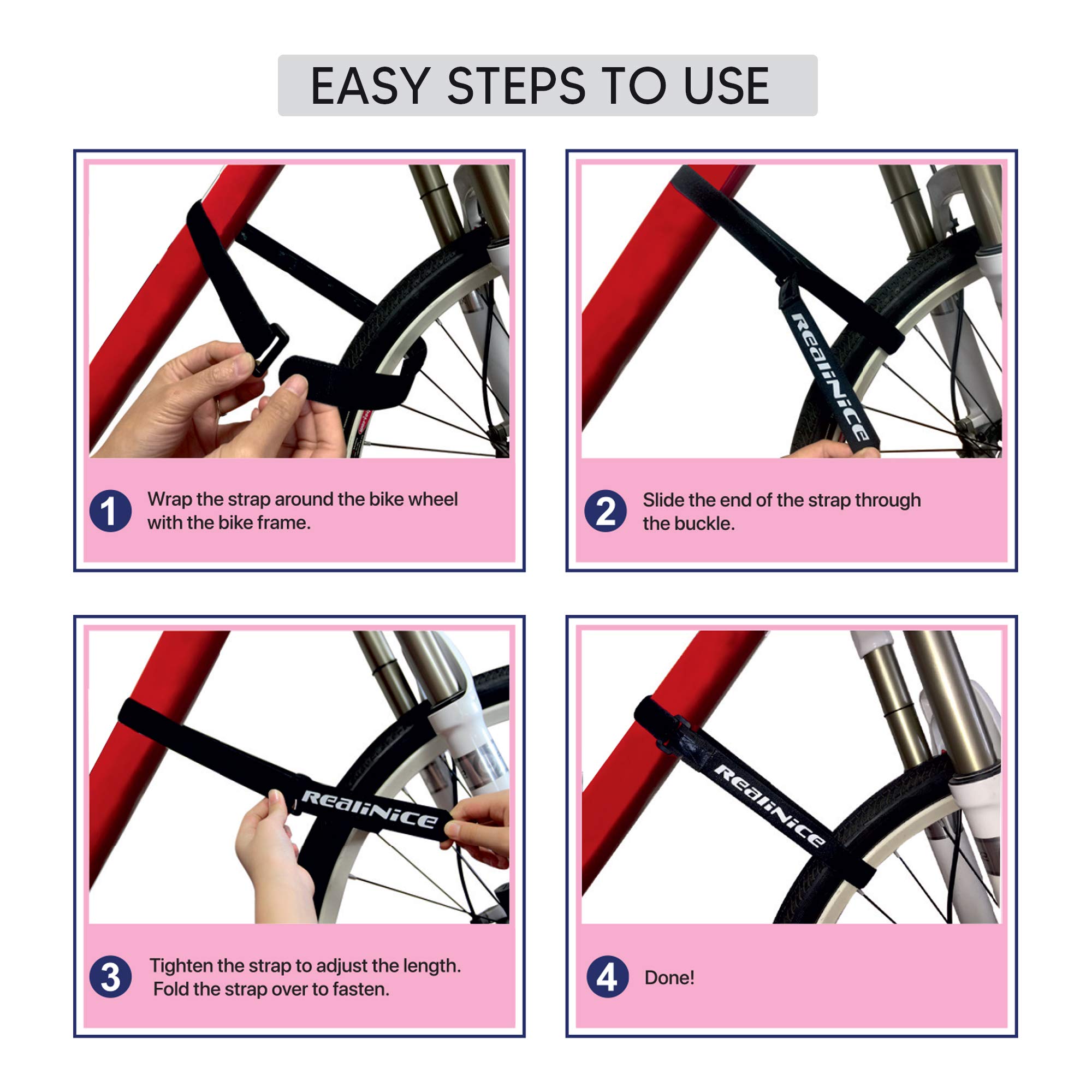 RealiNice Bike Rack Strap Upgraded Set for 27.5” 29” MTB (2 Pcs)