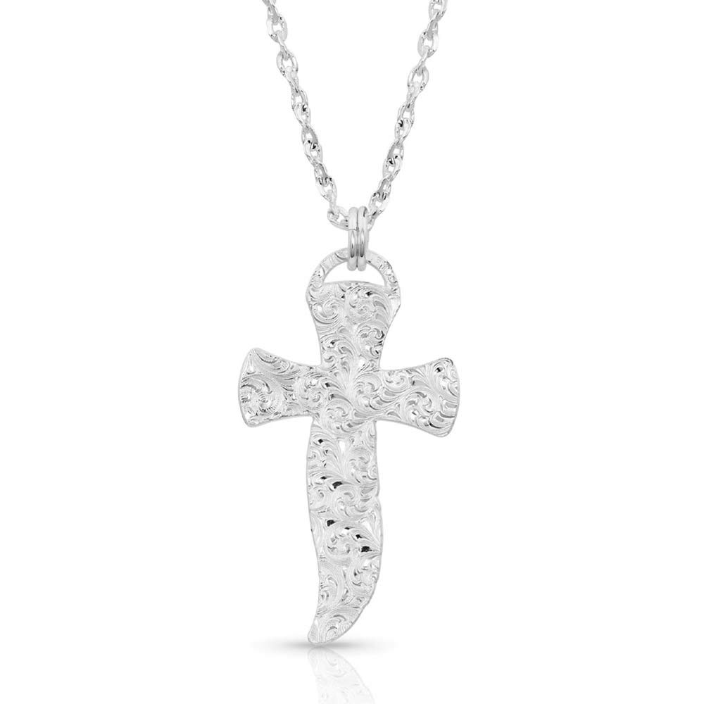 Montana Silversmiths Women's Wind Dancer Feather Cross Necklace Silver One Size
