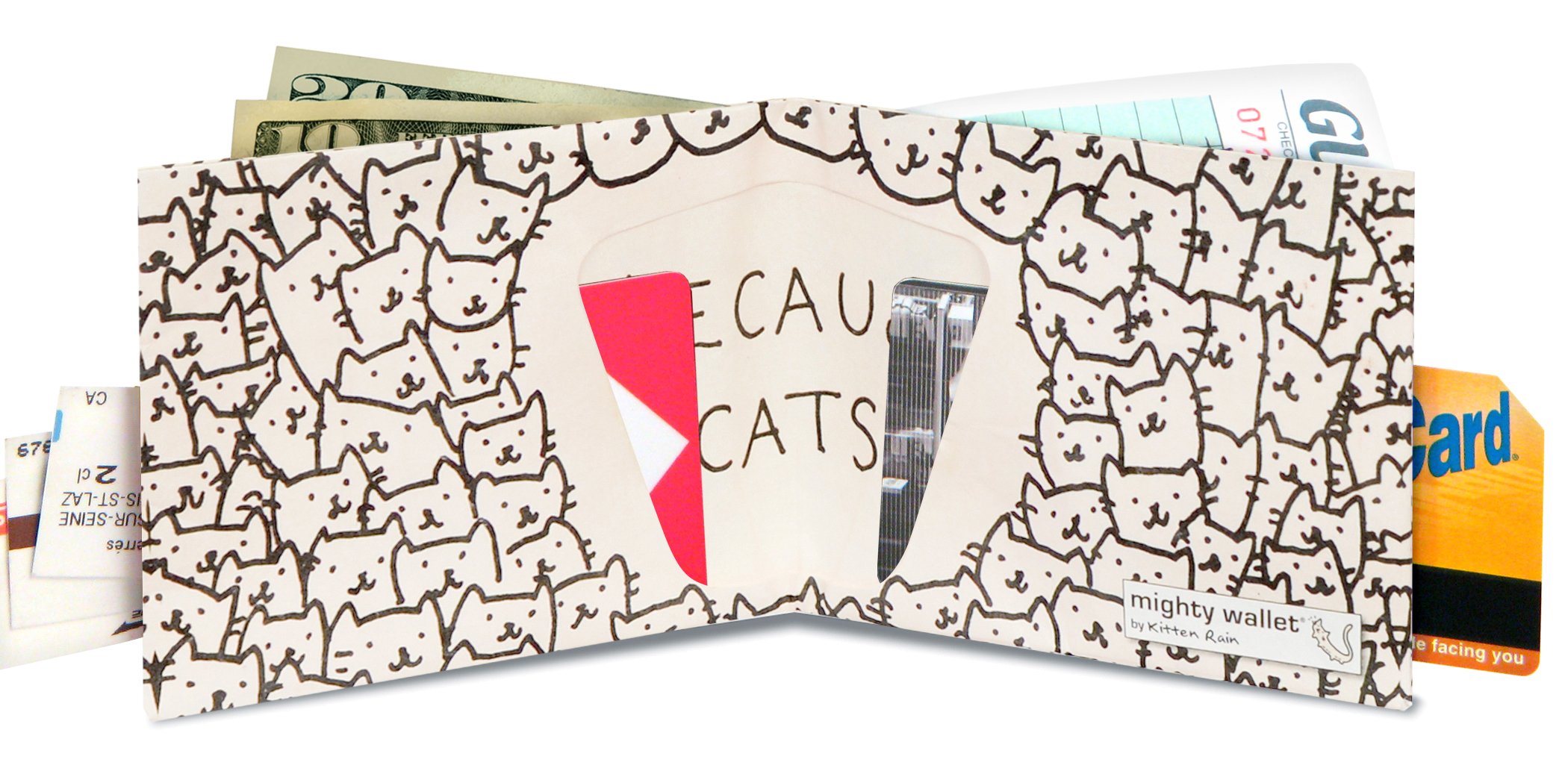 mighty wallet Pocket Full of Cats Minimalist Tyvek Wallet | Front Pocket Wallet | Slim Wallet