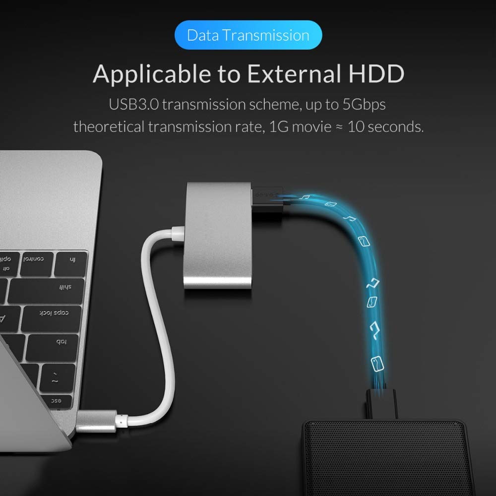XXXDXDP USB Hub USB C to -Compatib USB3.0 5Gbps High Speed Hub Support 4k Video 60w Type C Quick Charge