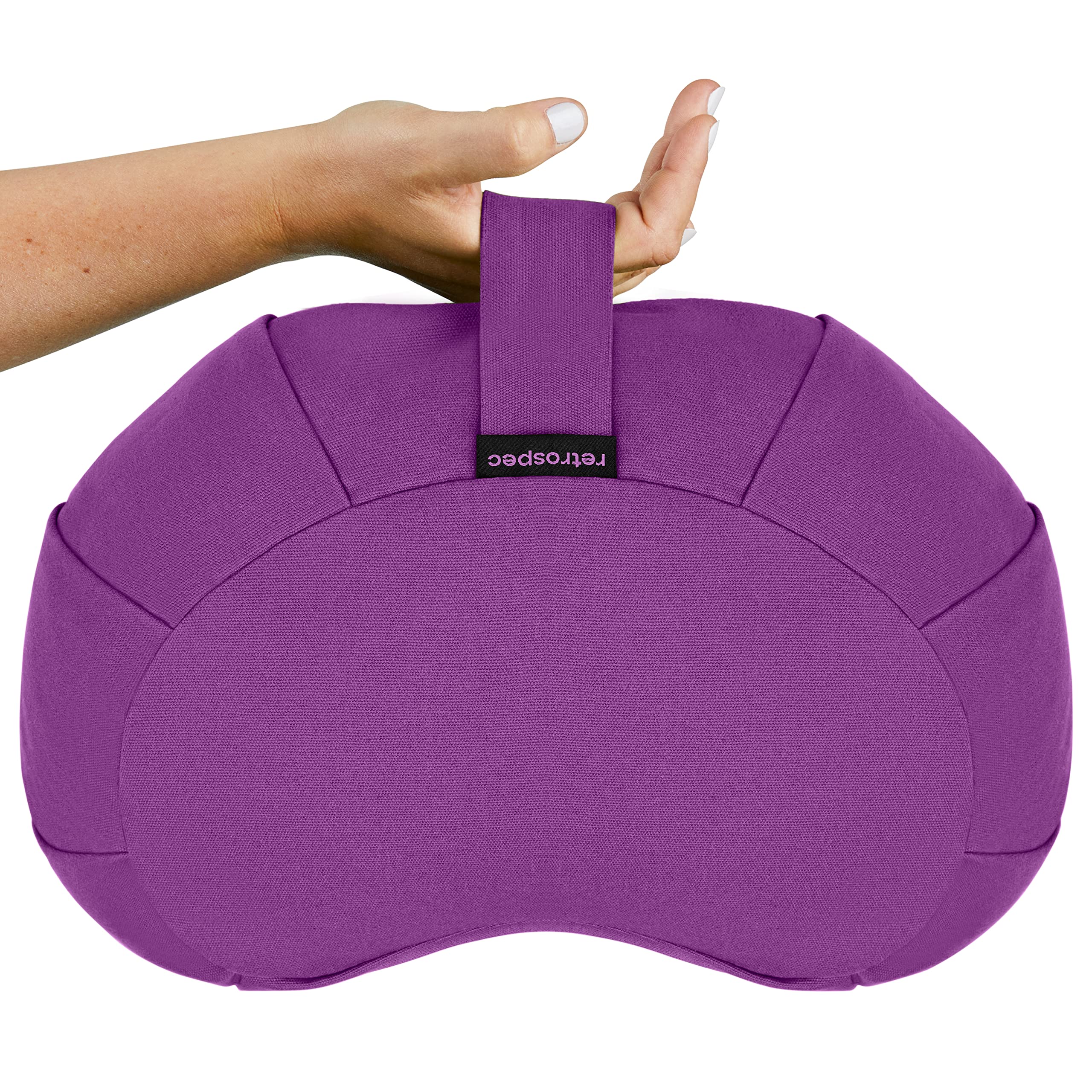 Retrospec Sedona Zafu Meditation Cushion Filled w/Buckwheat Hulls - Yoga Pillow for Meditation Practices - Machine Washable 100% Cotton Cover & Durable Carry Handle Round & Crescent, 1 Ct (Pack of 1)