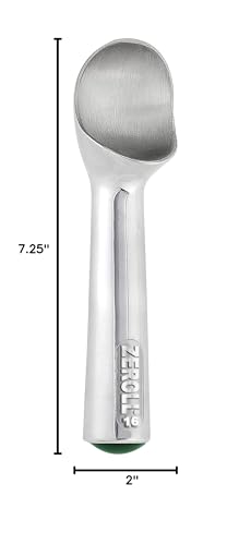 Zeroll Original Ice Cream Scoop Unique Liquid Filled Heat Conductive Handle Simple One Piece Aluminum Design Easy Release Made in USA, 2.5-Ounce, Silver