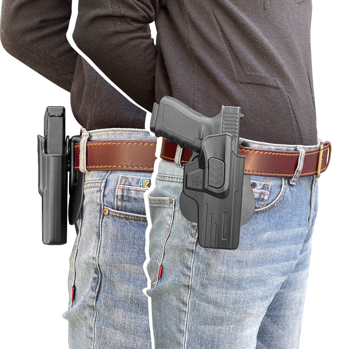 OWB Paddle Polymer Holsters Fit: Smith & Wesson SD9 VE / SD40 VE Pistol, Outside Waistband Open Polymer Holster with Safety Lock, Angle adj-1.5β-2β Belt Adjustable (Black)