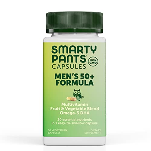 SmartyPants Multivitamin for Men 50+: Omega-3 DHA, Zinc for Immunity, Vitamins D3, C, B6, B12, Vitamin A for Eyes, Folate, Selenium, One Per Day, 30 Capsules, 30 Day Supply