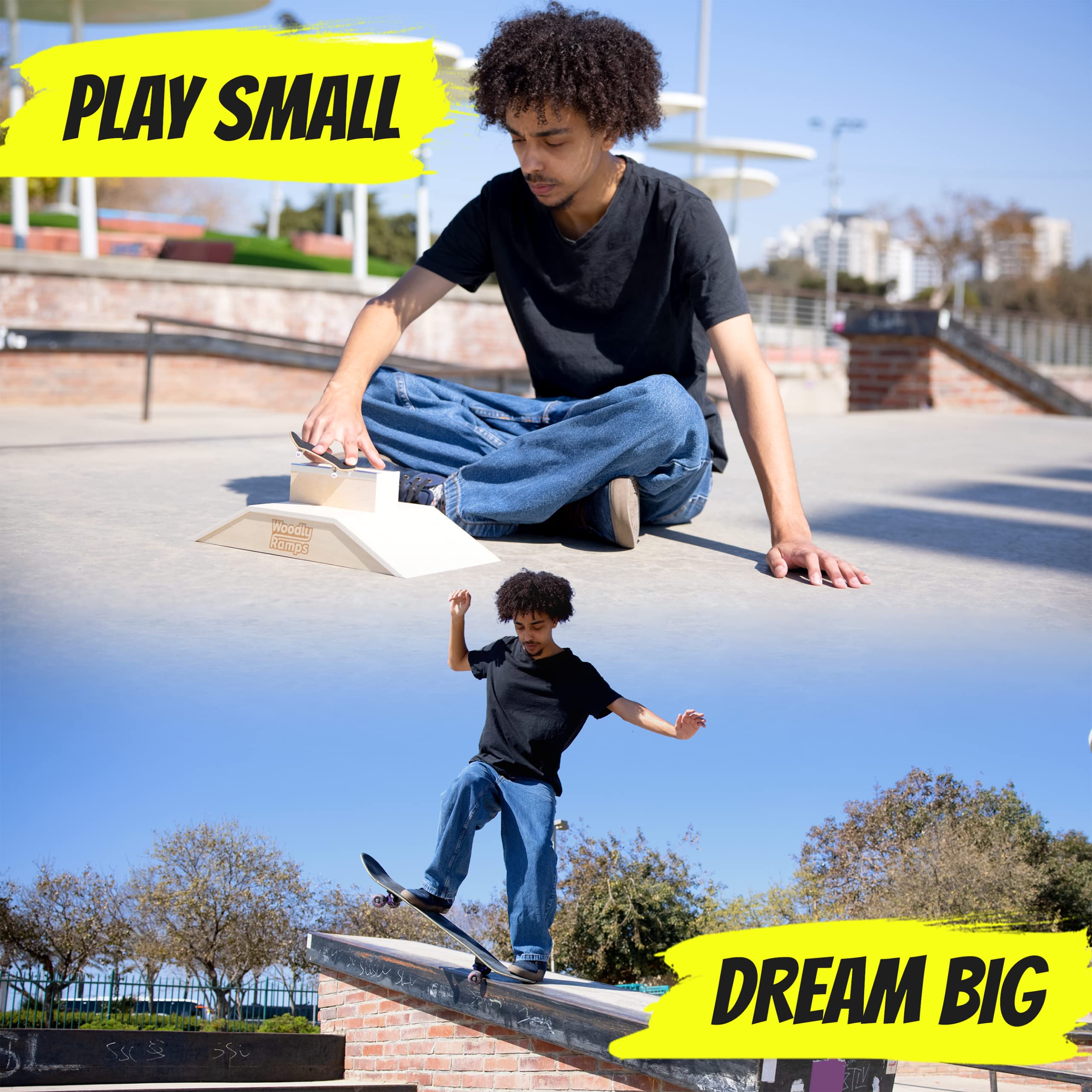 Woodly Ramps - Fun Box - Fingerboard Skatepark Ramp Game for Fingerboards, Bike, Scooters - Fingerboard obstacles, Finger skateboards