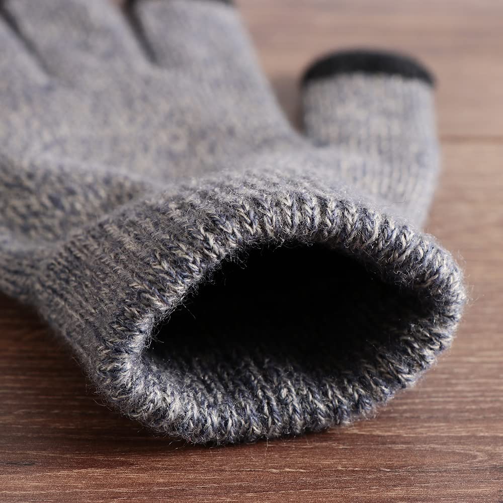 TJLSS Winter Men Women Touch Screen Thicken Gloves Warm Stretch Wool Knitted Full Finger Classic Mittens Non-Slip (Color : B, Size : One Size)