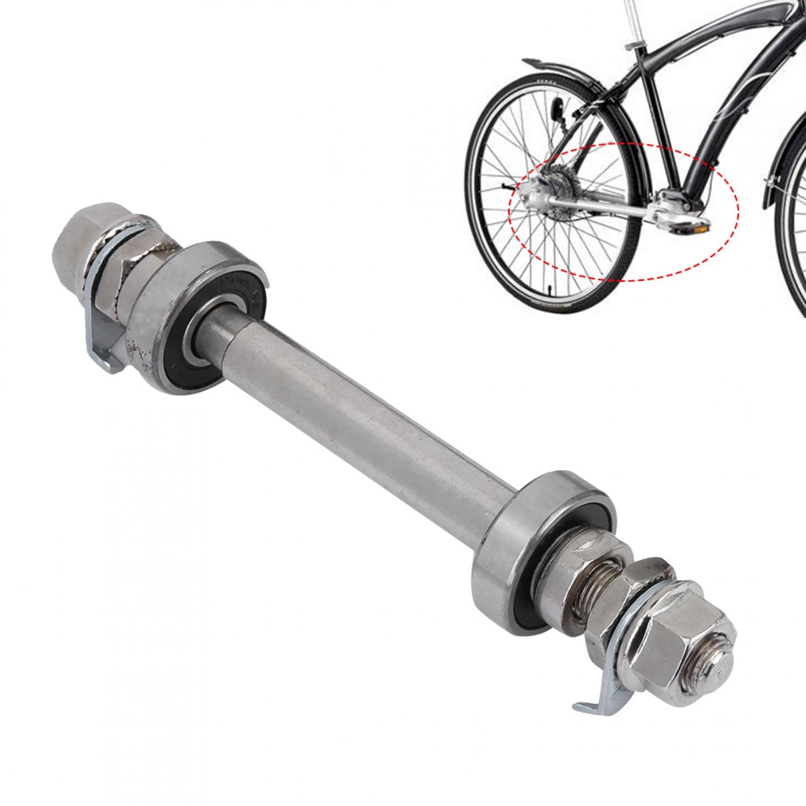 OUKENS Bicycle Wheel Hub Axle, Metal Bicycle Wheel Hub Axle Front Rear Solid Shaft Lever Replacement Bike Repair Tool Accessories for Road Bike Mountain BMX (Front)