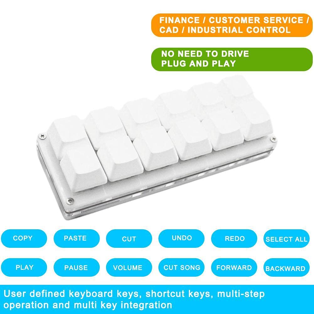 TJHL USB Mini 12-Key Keypad Mechanical Gaming Keyboard Programmable Keys Mini Gaming Keyboard USB Custimize DIY Keypad One for Game Media Player