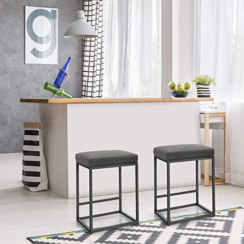 PHI VILLA Bar Stools Counter Heighr Set of 2, 24 inches, Backless Bar Chairs