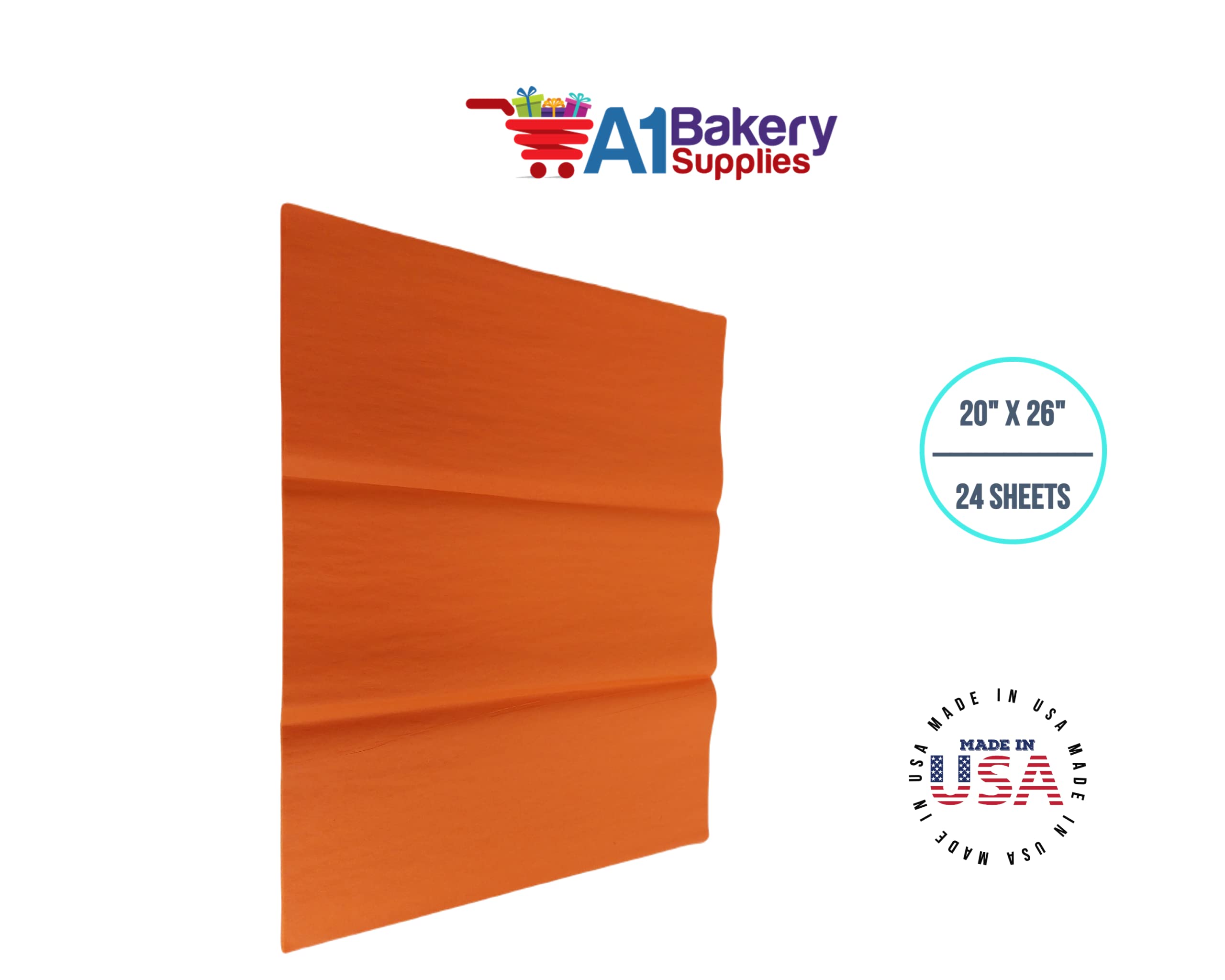 Orange Tissue Paper Squares, Bulk 24 Sheets, Premium Gift Wrap and Art Supplies for Birthdays, Holidays, or Presents by Feronia packaging, Large 20 Inch x 26 Inch