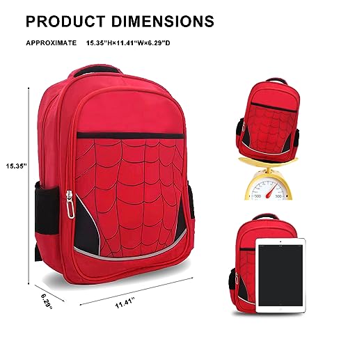 Rafaelle Toddler School Backpack 3D Comic Elementary Student Schoolbag Waterproof Lightweight Kids Bookbags for Boys Girls (L, RED WED)