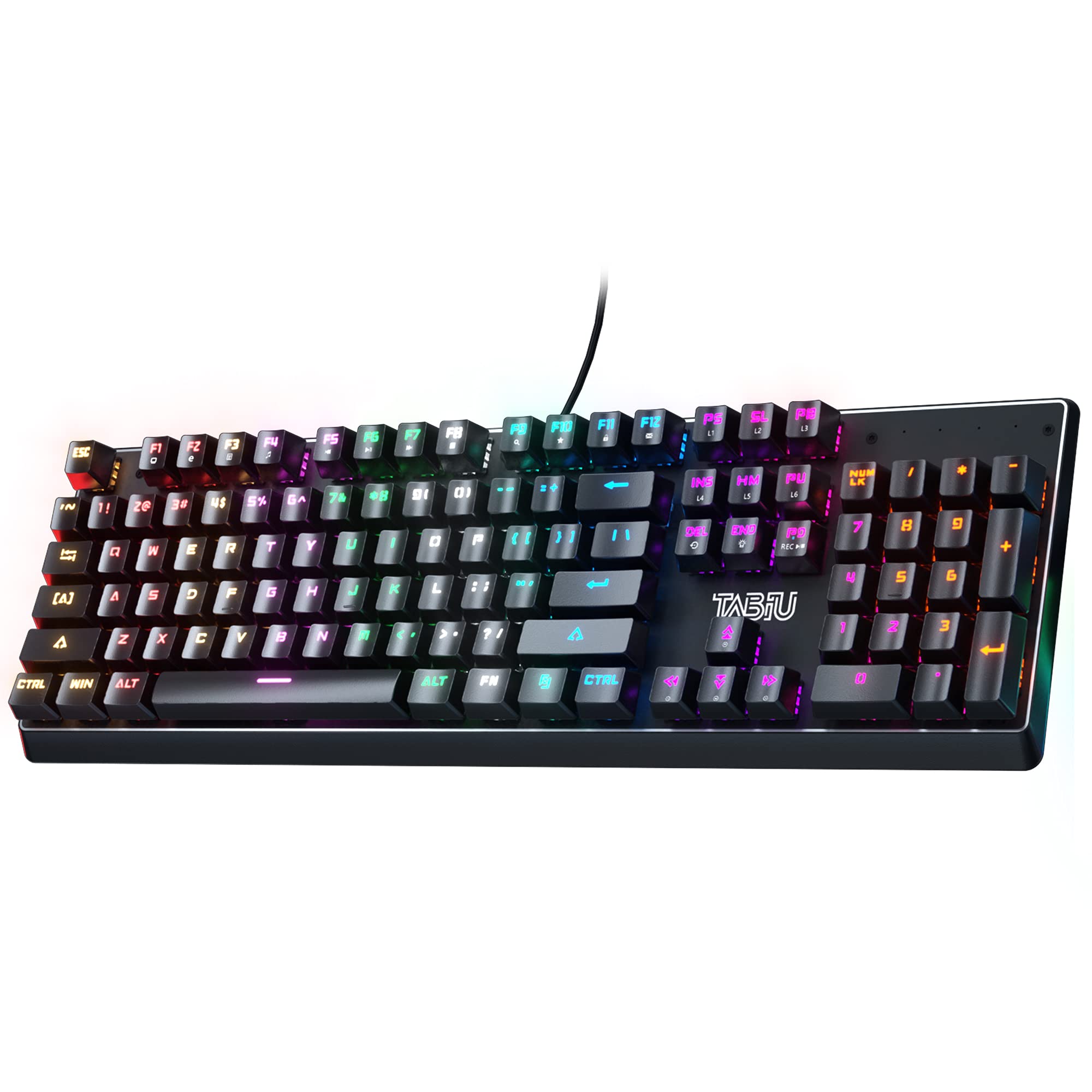TNBIU RGB LED Gaming Keyboard, Keyboard with 104 Key Computer PC Gaming Keyboard, RGB Backlit Gaming Keyboard with Multimedia Keys Wrist Rest for PC Gamers(Black)