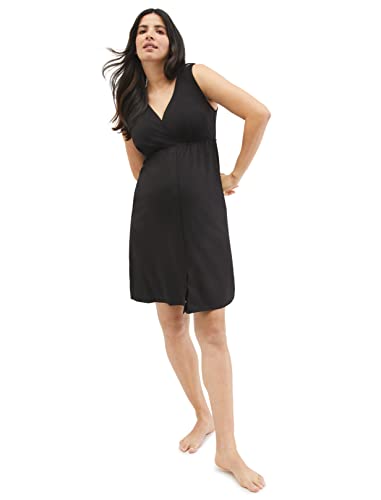 Motherhood Maternity Women's Maternity 3 in 1 Labor, Delivery, and Nursing Gown, Black, Medium