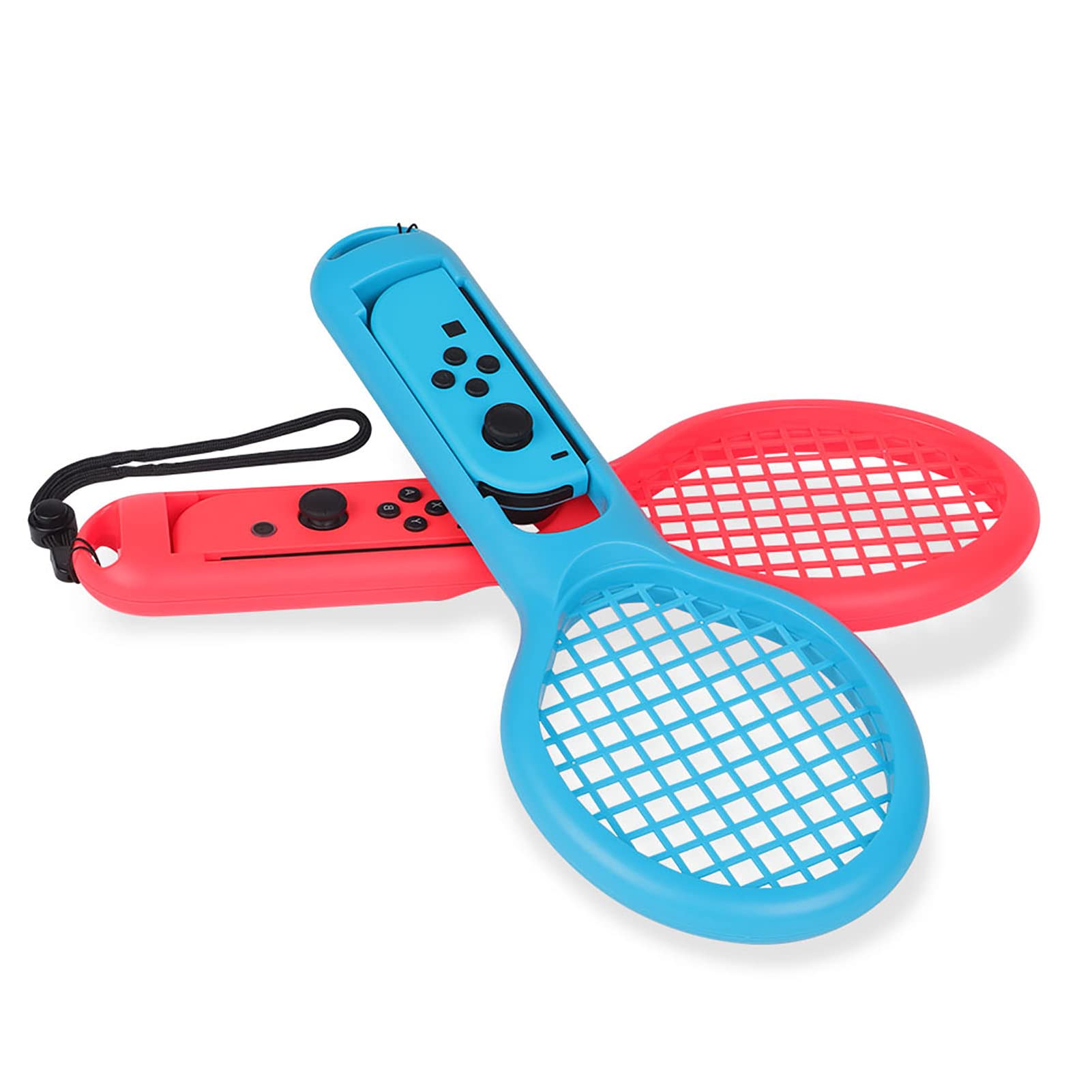 Tennis Game Controller Grip, Tennis Racket Secure Game Accessories for Switch for Over 3 Years Old(Red Blue)