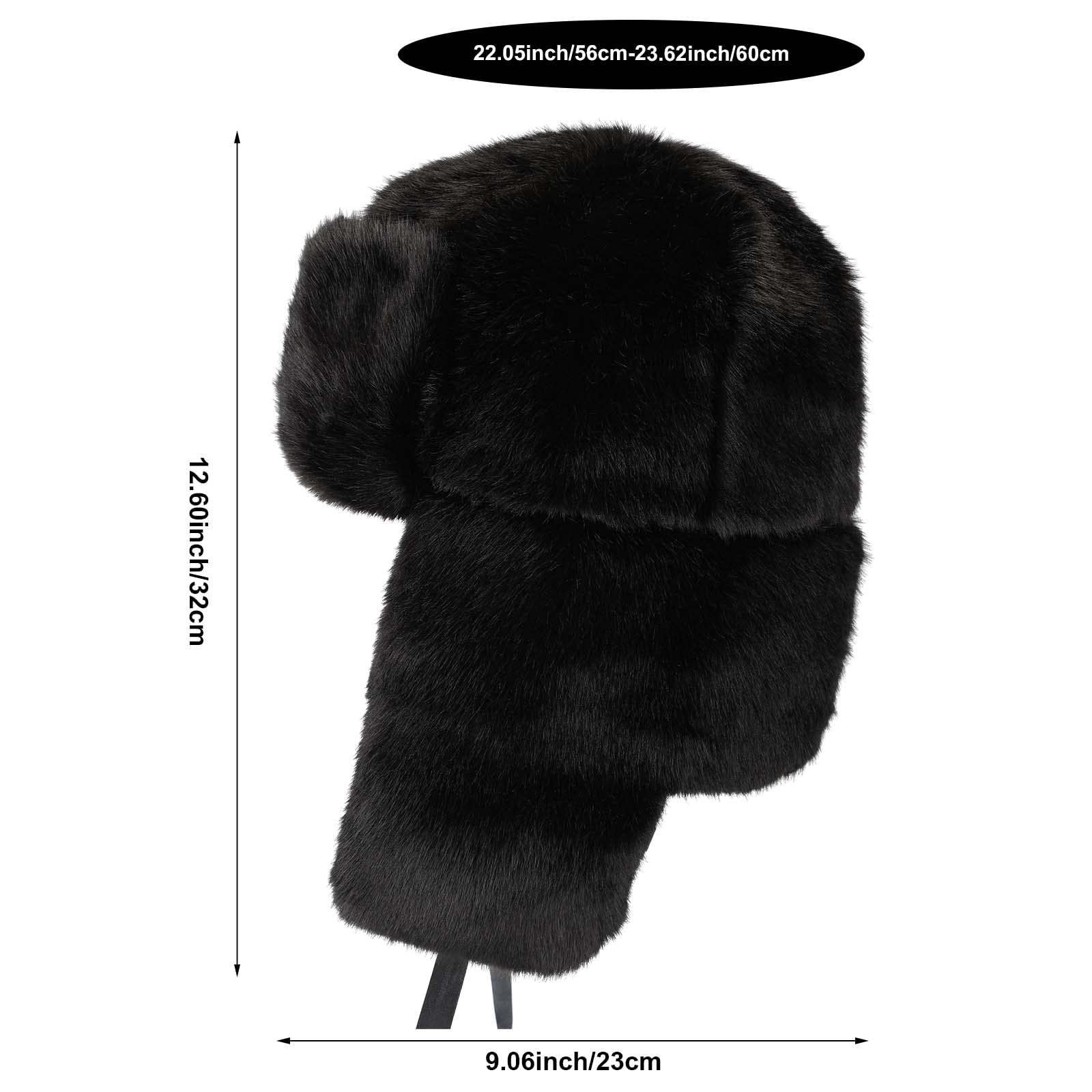 SATINIOR 2 Pieces Russian Hat Ushanka Hat Faux Fur Cap Cossack Trapper Hat Black Beanie Flaps Hat with Badge for Men