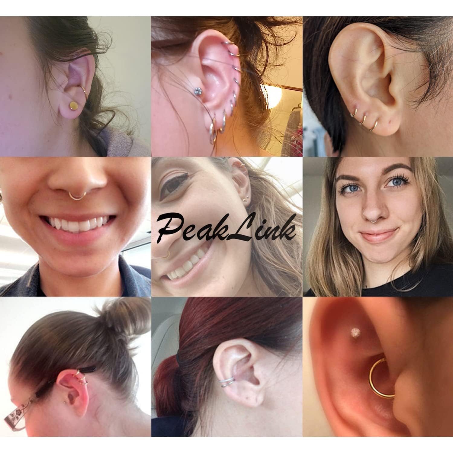 PEAKLINK G23 Titanium 16G Hinged Segment Clicker Nose Ring Hoop Cartilage Earrings Body Piercing 8mm Helix Counch Jewelry