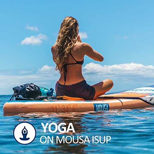 MOUSA 11'×34" Extra Wide Inflatable Stand Up Paddle Board, Stable Ultra Wide SUP for 2 People/Family w/Shoulder Strap, 1600D Backpack, All-Round Sup Board w/Floatable Paddle, US Central Fin