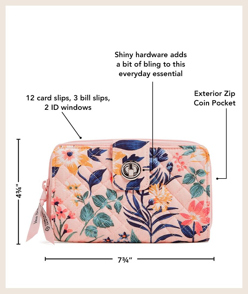 Vera Bradley Women's Performance Twill Turnlock Wallet With RFID Protection, Lavender Sky, One Size