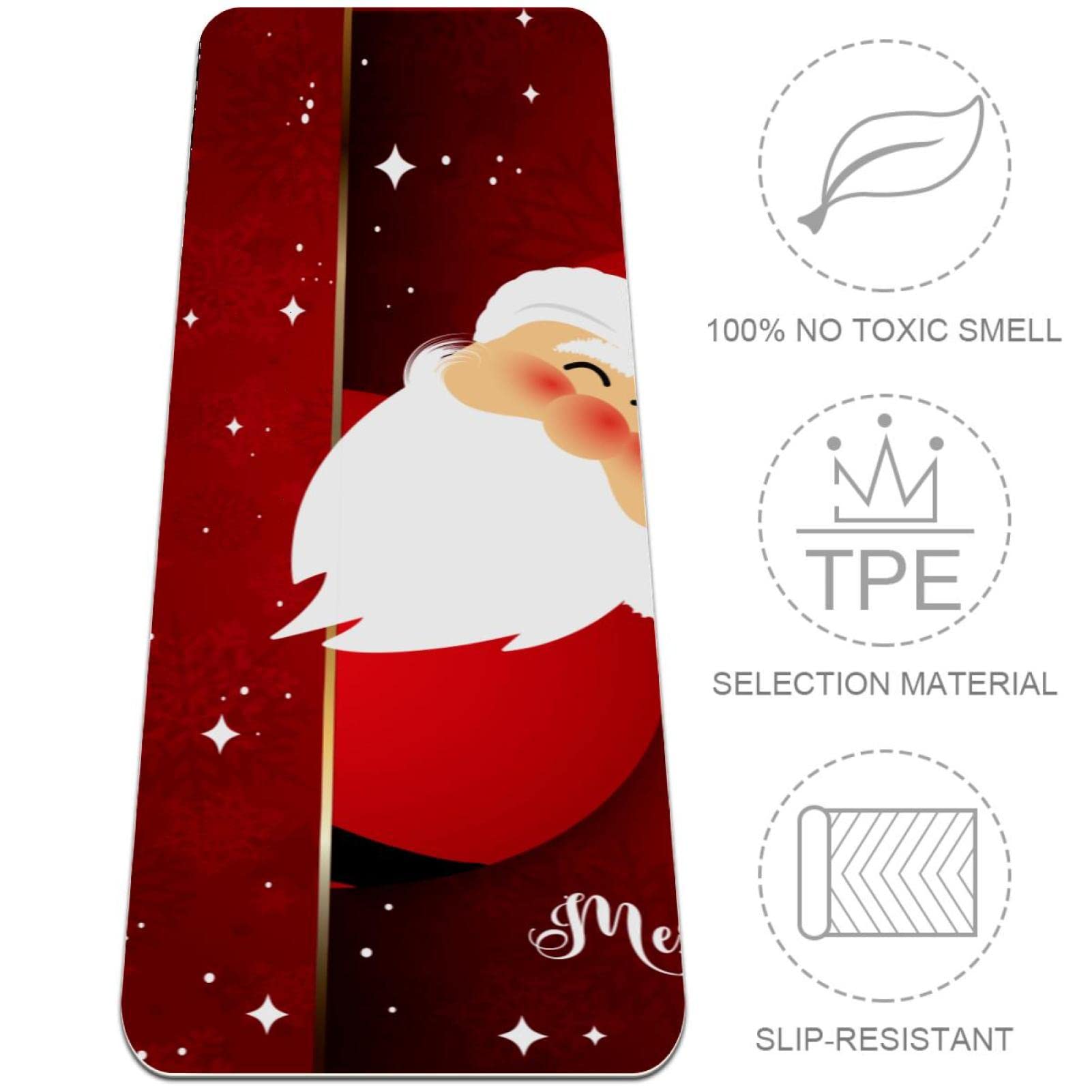 Yoga Mat, Yoga Mats for Home Workout, Workout Mat, Exercise Mats, Pilates Mat, Santa Claus Merry Christmas
