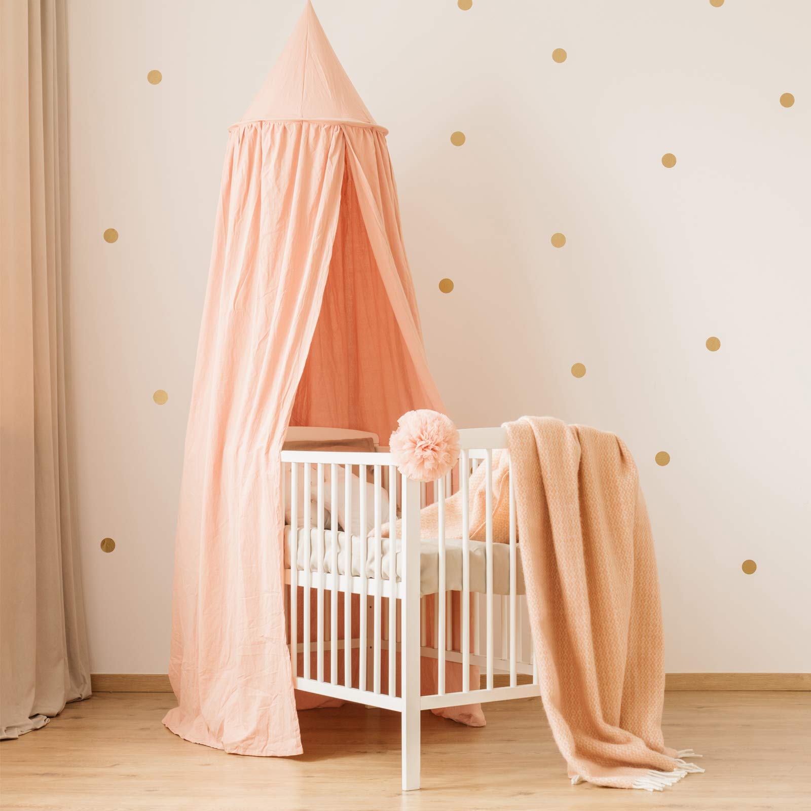 YAERSI Bed Canopy for Kids Bed, Round Dome Crib Nook Princess Castle, Play Tent Hanging Room Decoration, Dreamy Mosquito Net Bedding