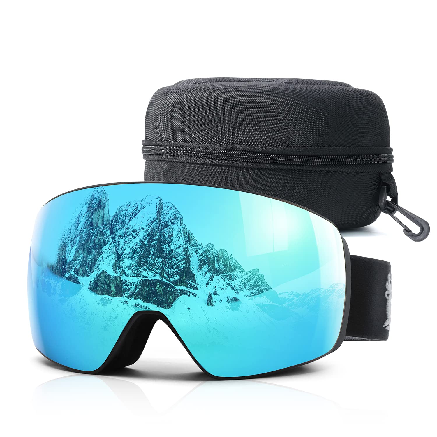 Super Penguin Ski Goggles Magnetic Lens & Replacement Lens, Double Spherical OTG Design Snow Goggles Anti-fog UV Protection
