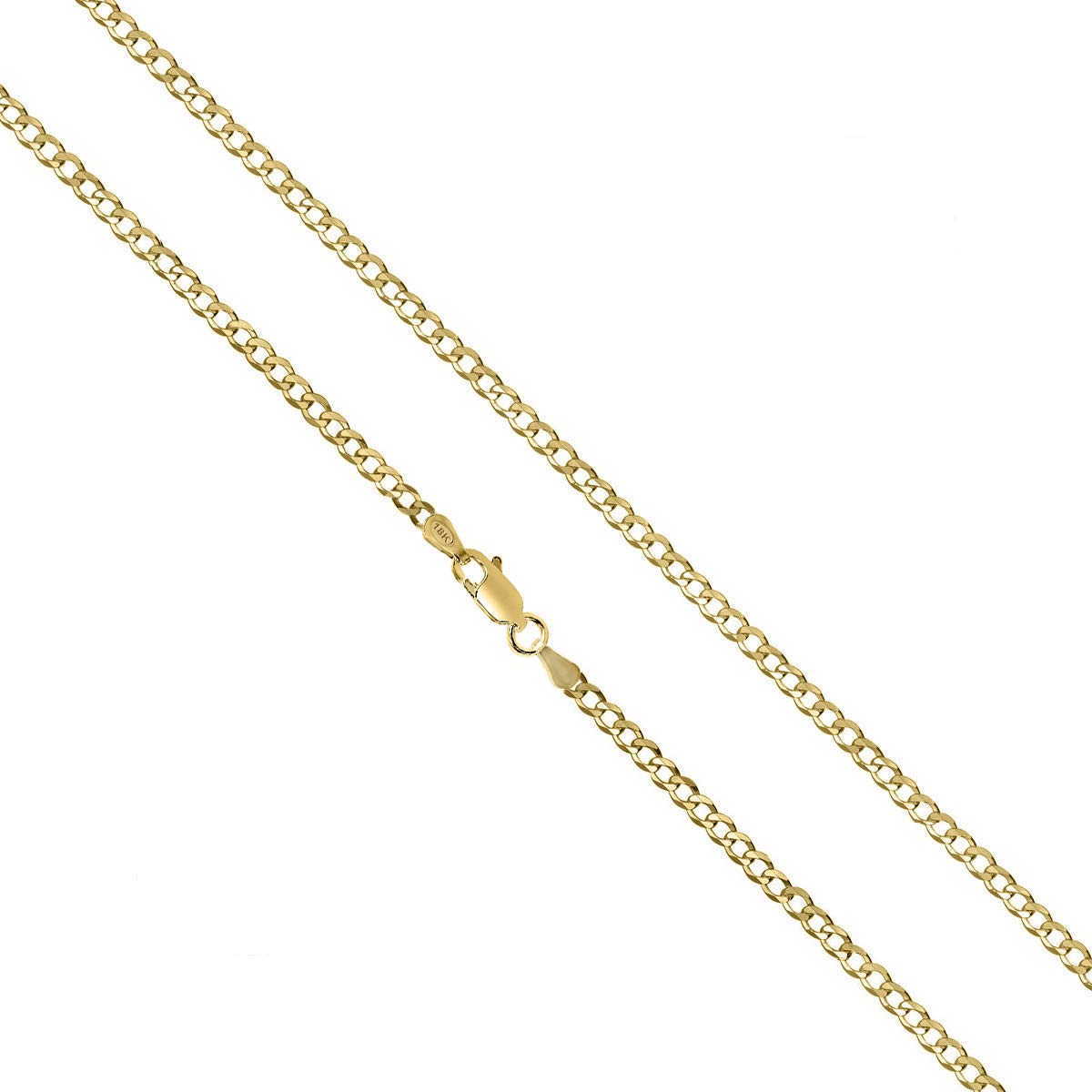 Orostar 2MM 18K Gold Chain for Men & Women with Strong Curb Link | Fine Curb Chain Necklace 20 inches