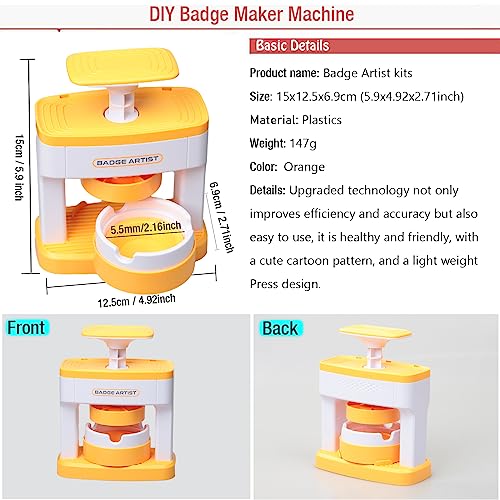 Newest Badge Maker for Kids, 55mm (2.16in) DIY Pin Button Maker Press Machine Badge Punch Kit with 48pcs Button Parts & Pictures & Circle Cutter Gifts Installation-free