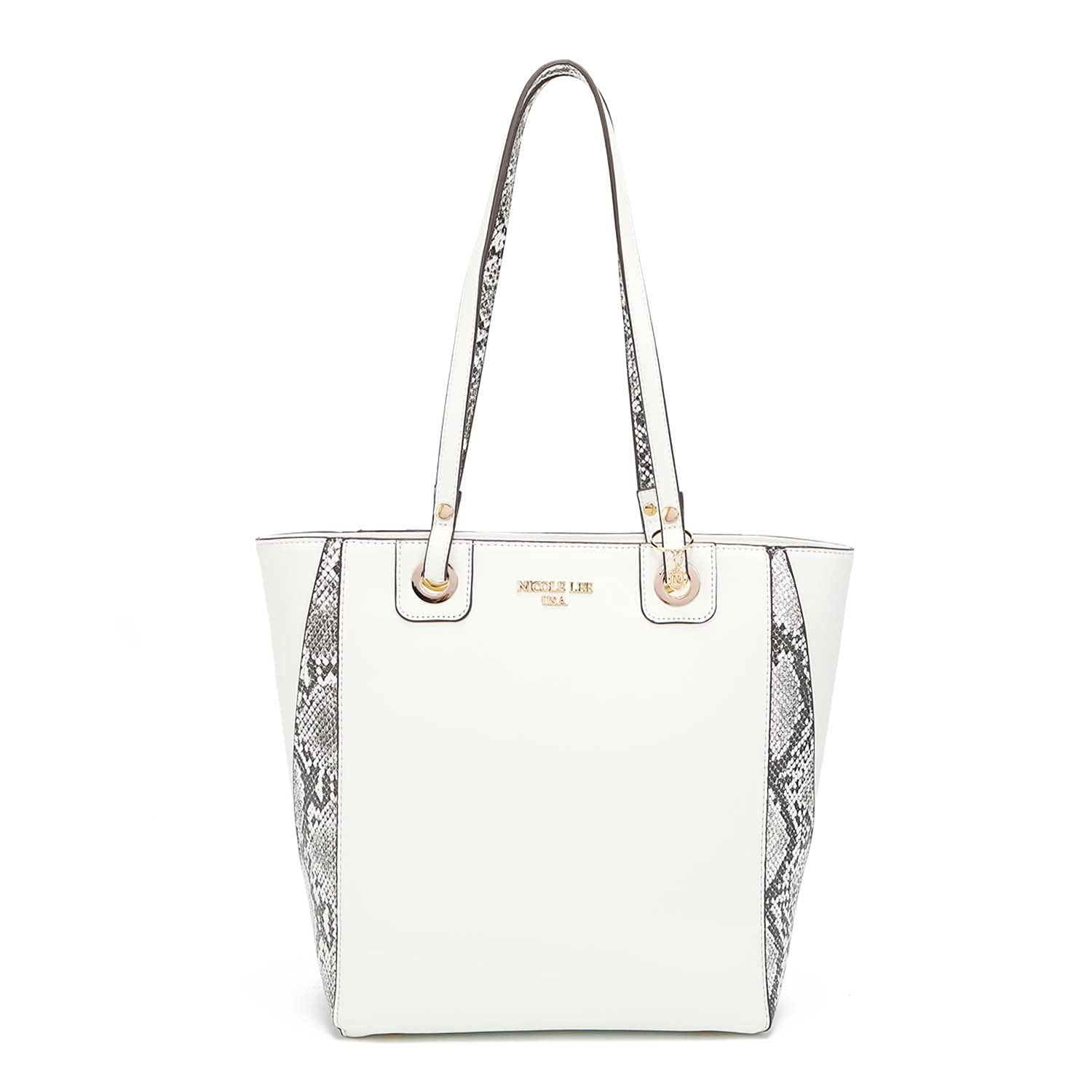 Nicole Lee Natalia 3 Piece Set (Shopper, Mini Satchel Crossbody, Clutch) (WHITE)