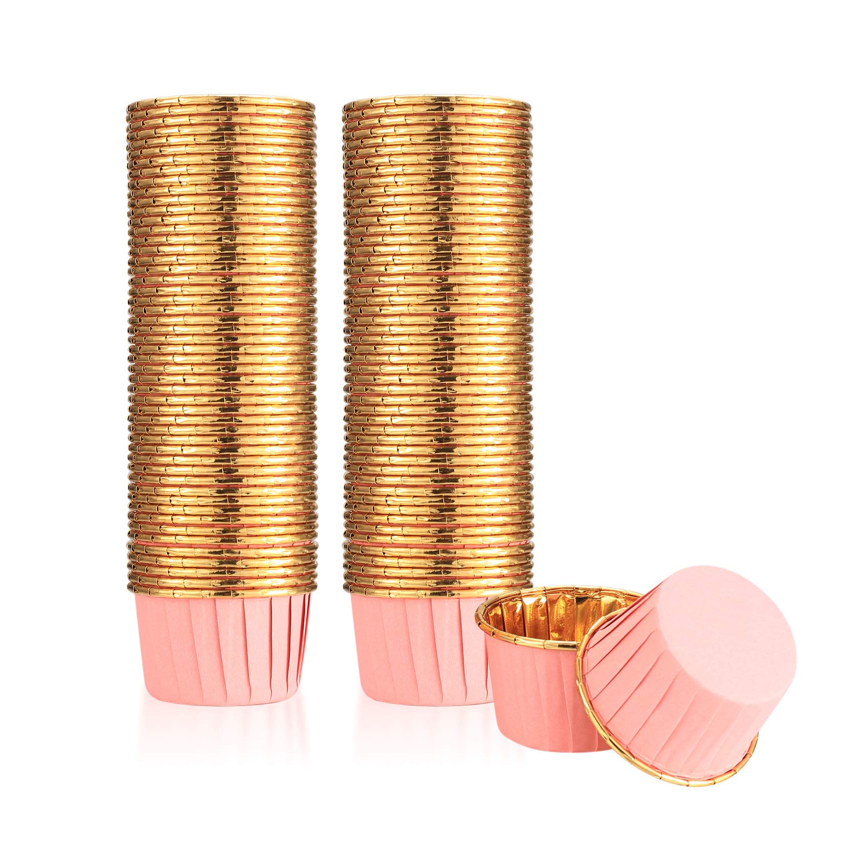 TOOINKCV 100 Pcs Cupcake Liners, Paper Cupcake Baking Cups, Cupcake Muffin Paper Baking Wrappers Liners Cups Molds for Baking, for Dinner, Party, Weddings - Pink