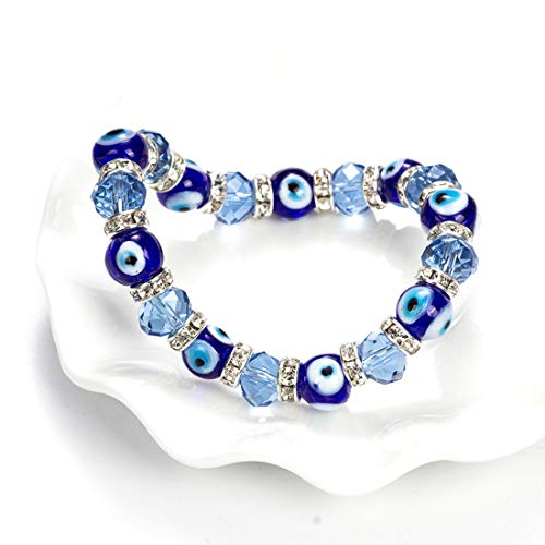 RagBear Beaded Bracelet With Evil Eye Charm Cheap 14K Rose Gold White Yellow Light Blue