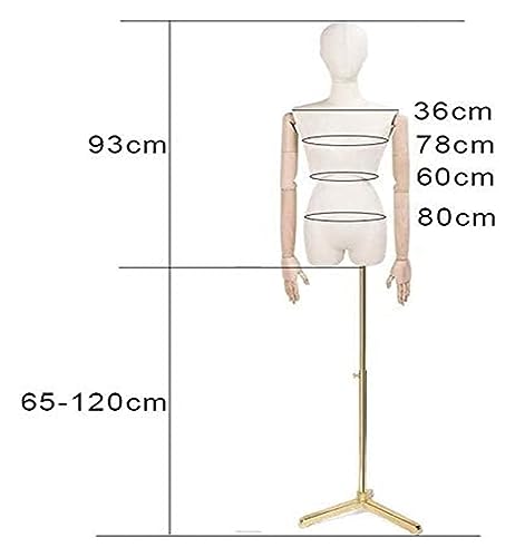 Mannequin Tailors Dummy Torso Dress Form Torso Female Tailors Dummy Dressmakers Dummies Fashion Students Display Bust Torso Head Wood Arm Adjustable for Clothing Je