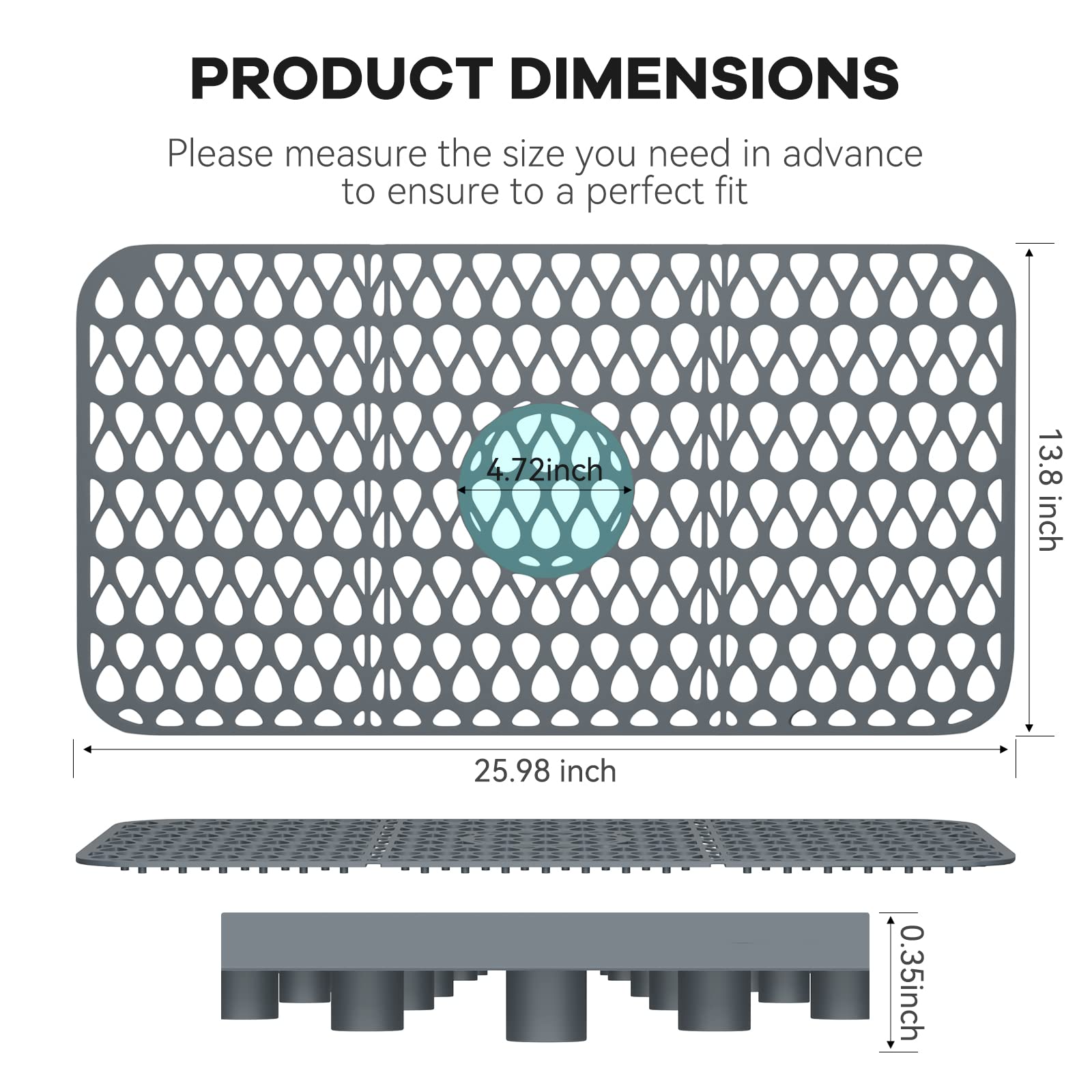 Toovem Sink Protectors for Kitchen Sink 26''x 14'',Silicone Sink Mats for Bottom of Stainless Steel/Porcelain Sink, Foldable Sink Mat for Kitchen, DIY, No-Slip Sink Grid Accessories