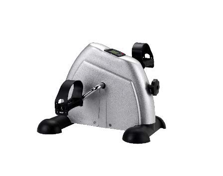 Rhene Portable Mini Exercise Bike, Pedal Exerciser Foot Cycle, Arm and Leg Exercise Equipment Cycle with Digital LCD Screen Display, Under Desk Bike (Sliver)