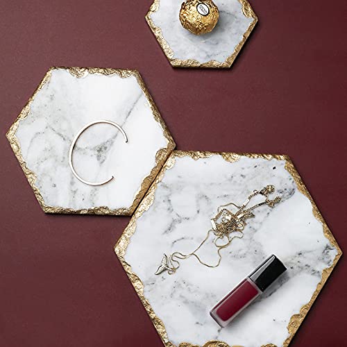 ORGJWD Marble Storage Tray Retro Jewelry Display Plate Cosmetic Organizer Food Container Tea Coffee Milk Serving Tray Gifts (Size : 10cm)